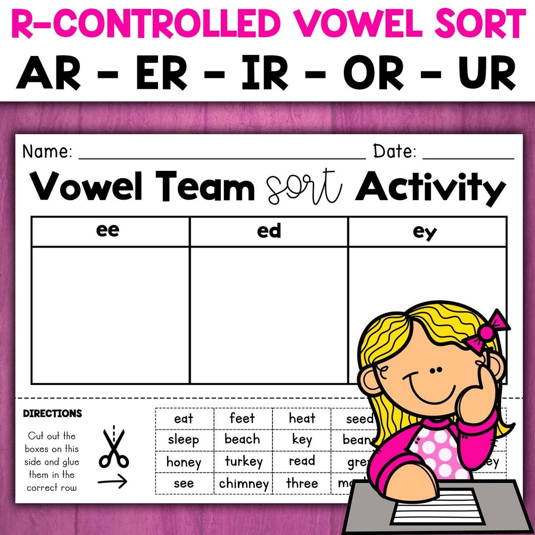 R-controlled Vowel Sort | Ar Er Ir or Ur Workshets | No Prep Bossy R ...