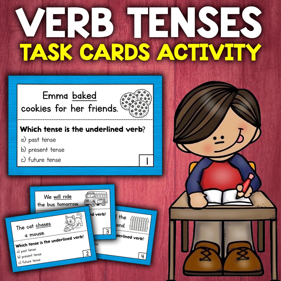Verb Tense Task Cards Activity | Past Present Future Sort | Grammar ...