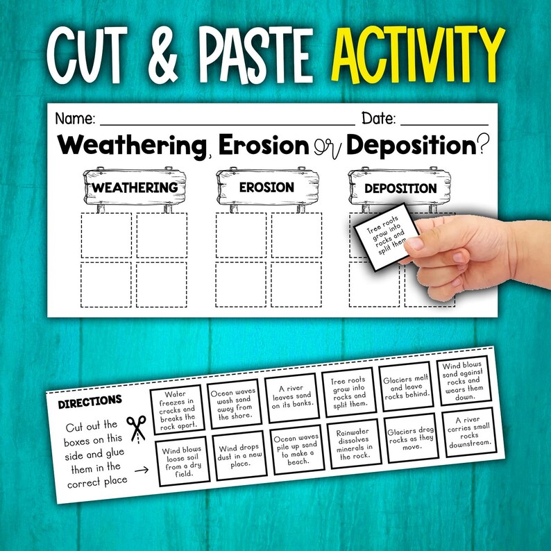 Weathering, Erosion, and Deposition Sort Worksheet Activity | Cut and ...