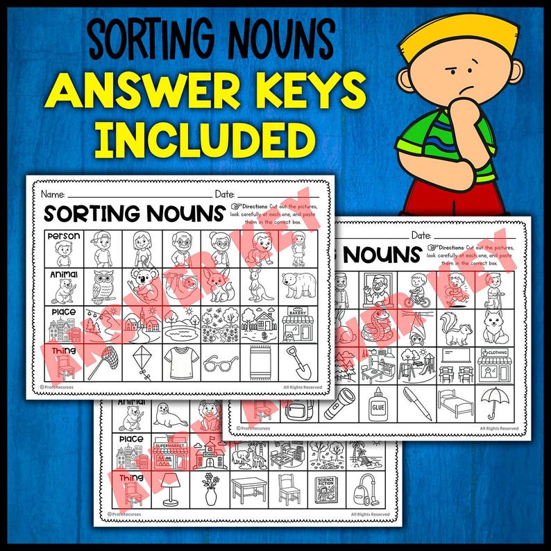 Noun Sort Cut and Paste | Person, Animal, Place, Thing | Nouns ...