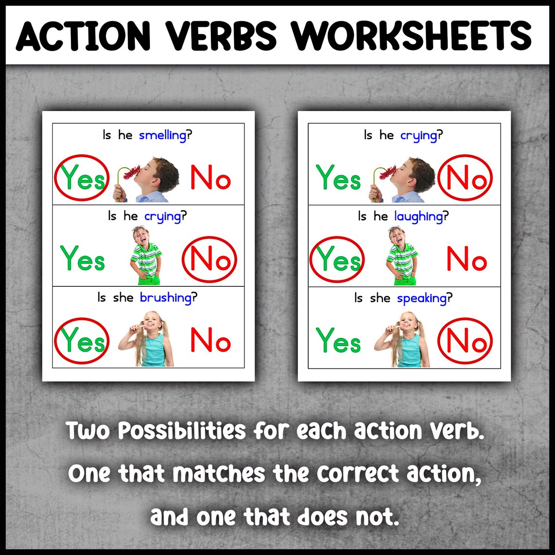 Action Verbs Worksheets Activities | Picture Cards for Autism | Special ...