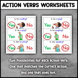 Action Verbs Worksheets Activities | Picture Cards for Autism | Special ...