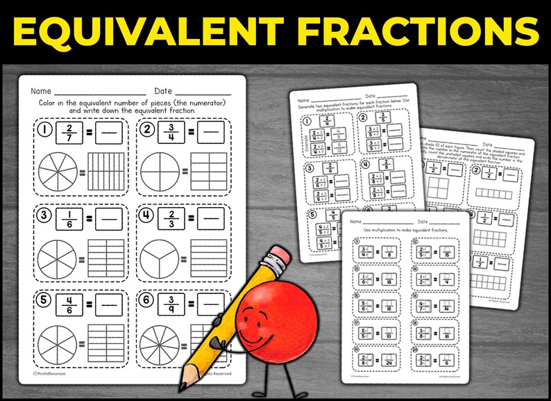 Equivalent Fractions Worksheets | Fraction Review Activities | 4th ...