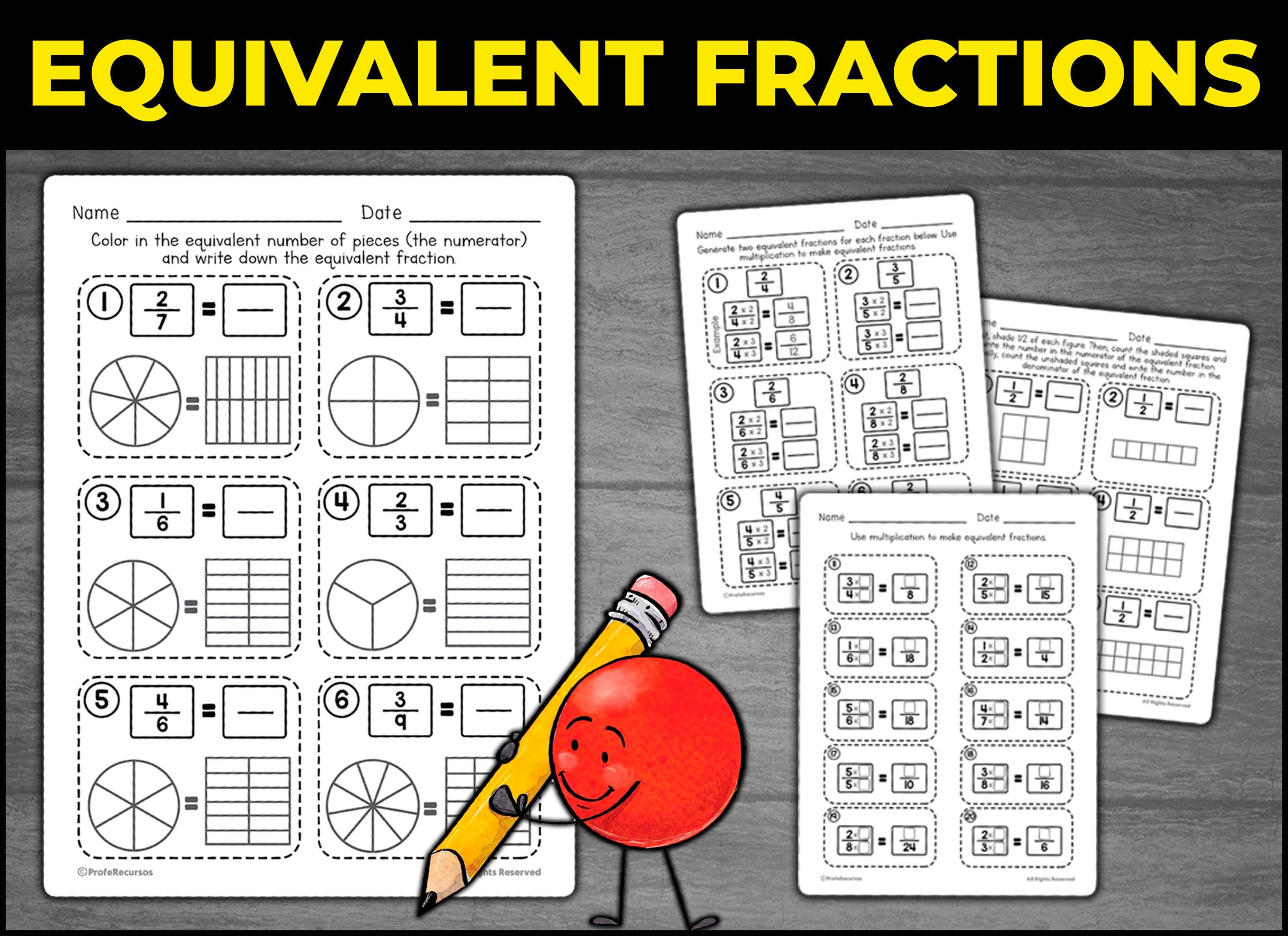 Equivalent Fractions Worksheets | Fraction Review Activities | 4th ...