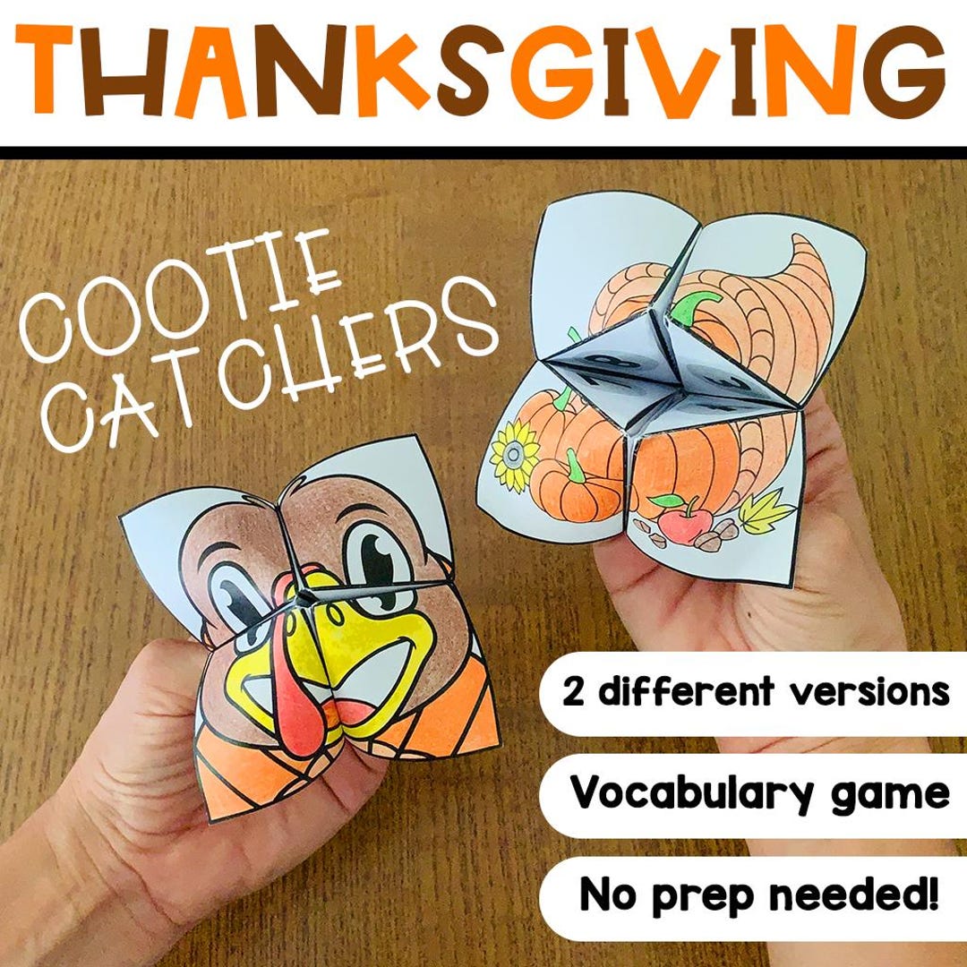 Thanksgiving Vocabulary Game | Thanksgiving Cootie Catchers | Craft ...