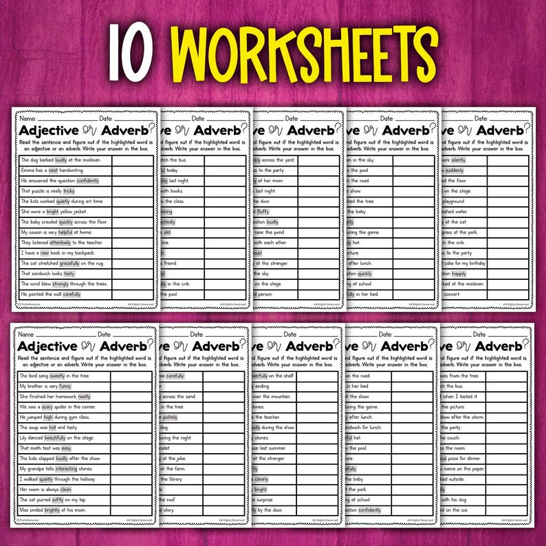 Adjective or Adverb Worksheet | Adjectives and Adverbs Activity - Etsy