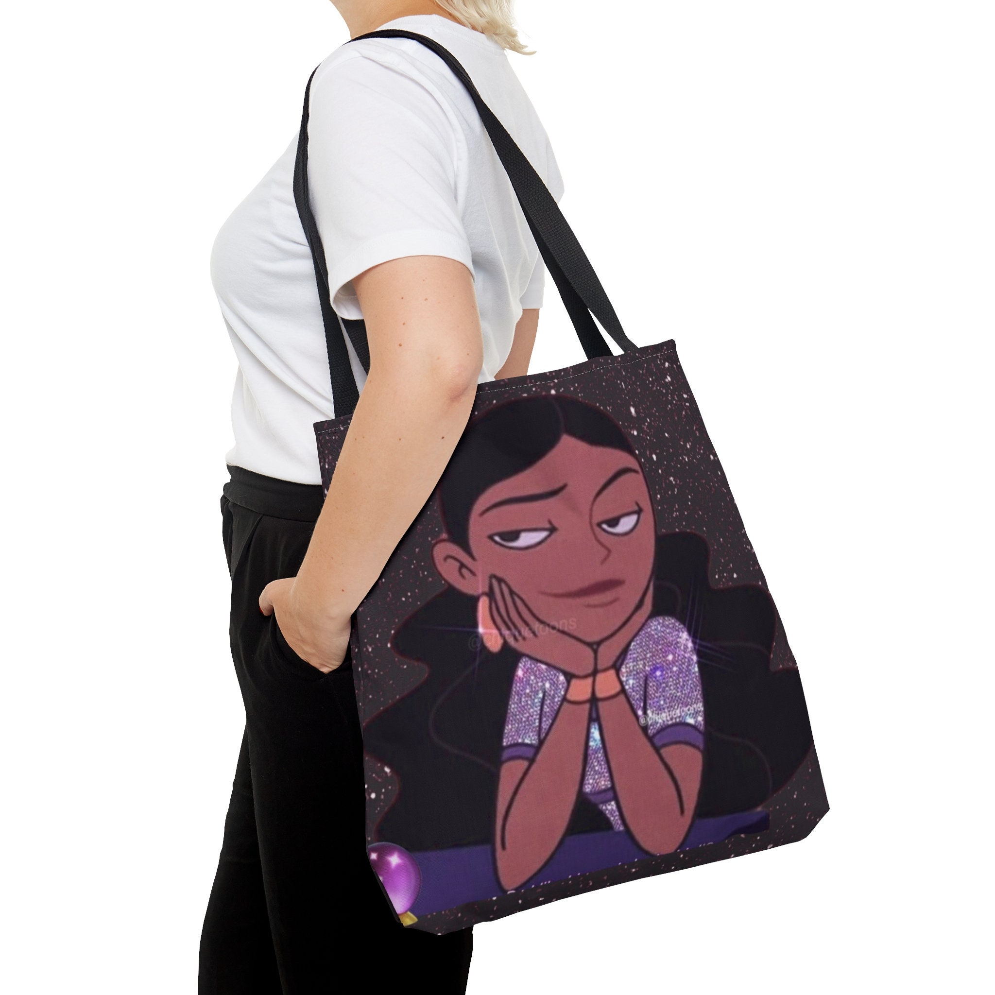 Black Girl Baddie Tote Bag AOP Black Cartoon Characters Baddie ...