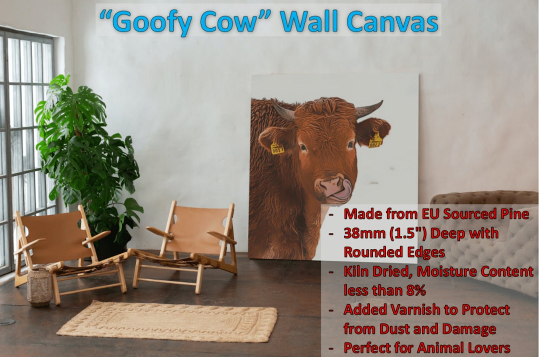 Goofy Cow Canvas, Cute Animals, Cheap Canvas, Quality Canvas Painting ...