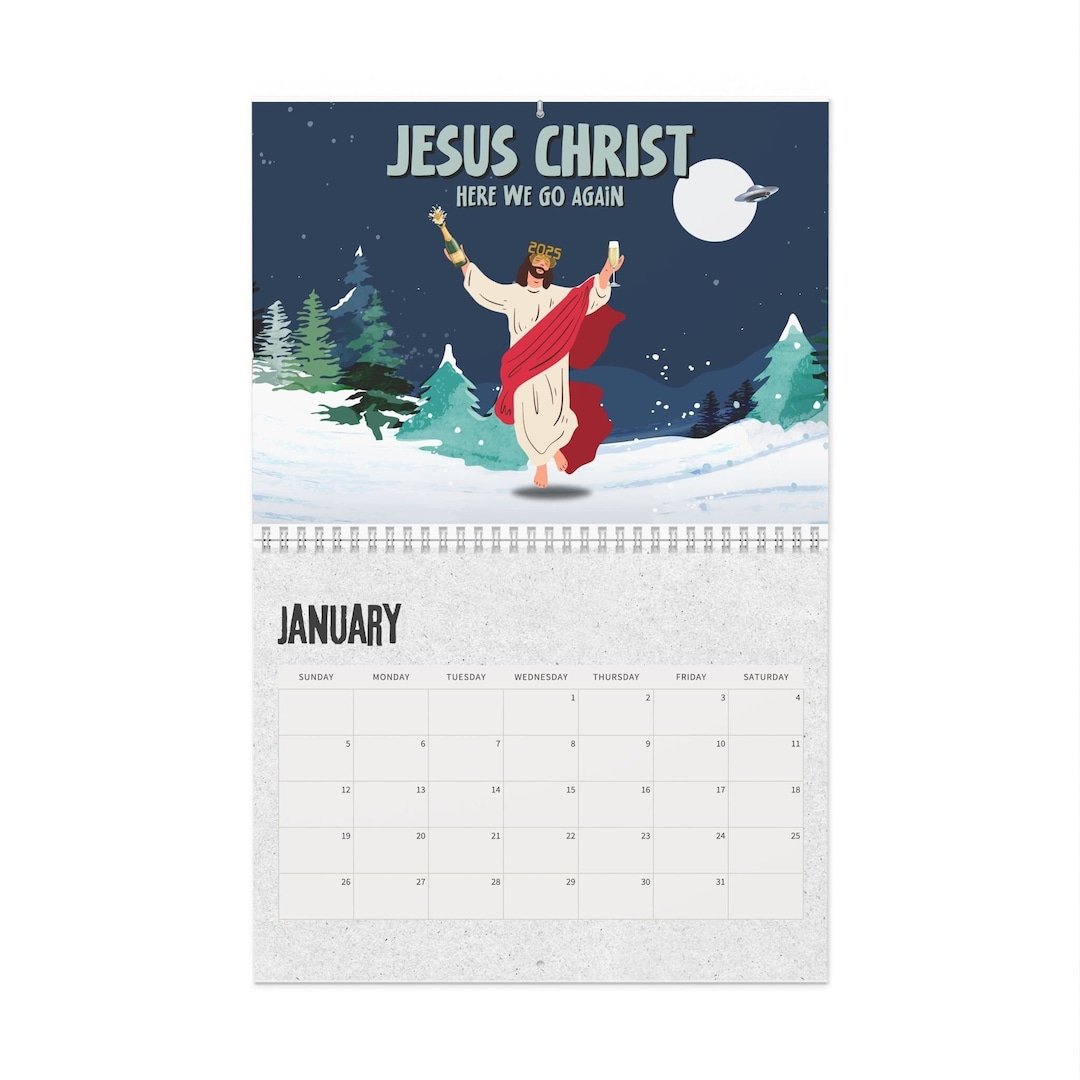 Jesus Christ Calendar 2025, Funny Adult Gift Idea, White Elephant Gift ...