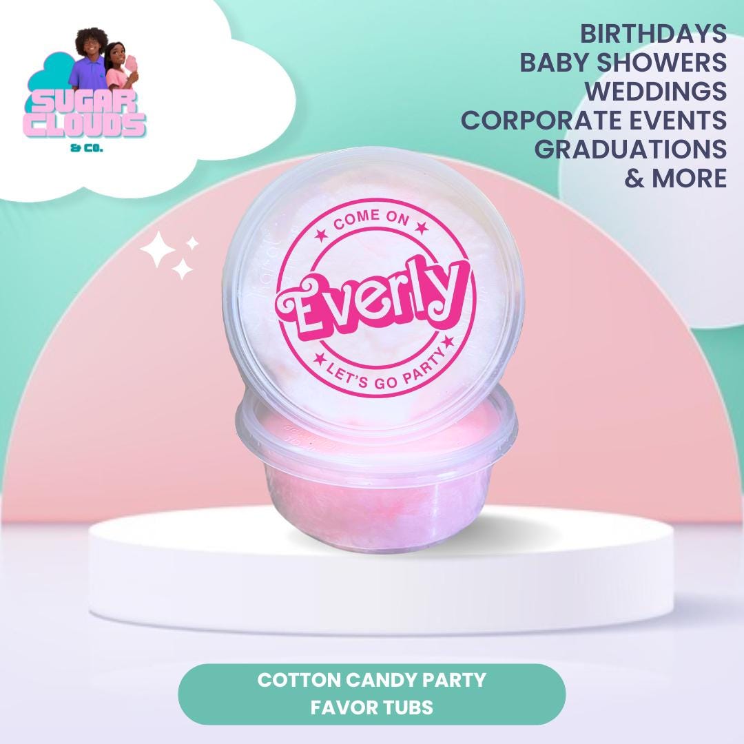 20 Pack Handspun Cotton Candy-custom Party Favors-personalized Candy ...