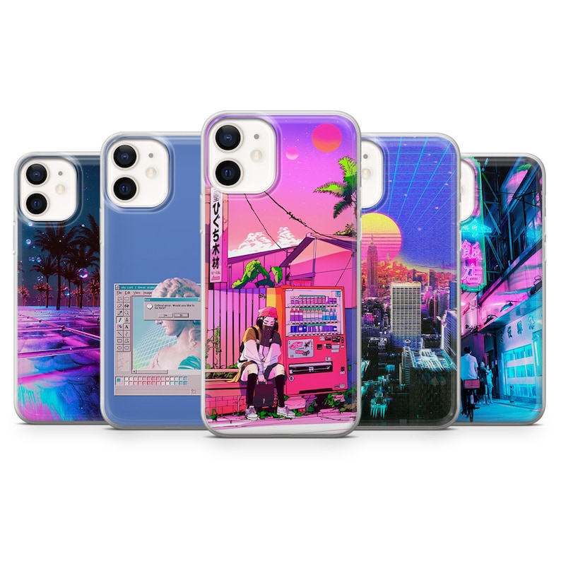 Vaporwave Phone Case Cyberpunk Aesthetic Cover for iPhone 15, 14, 13 12 ...