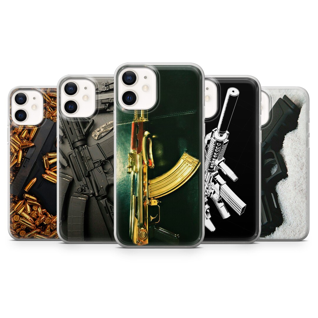 Gun, Automatic Phone Case Glock 17, Ak-47 Cover for iPhone 15, 14, 13 ...