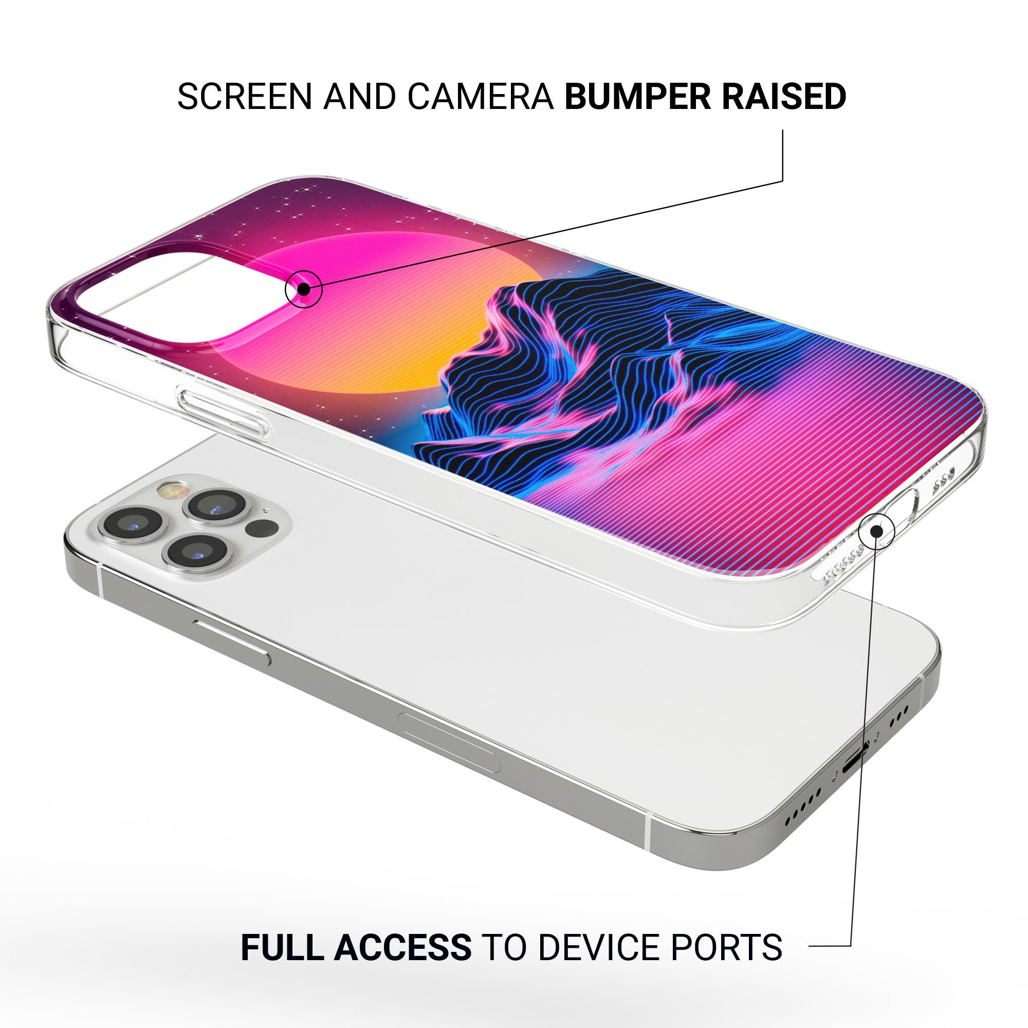 Vaporwave Phone Case Synthwave Aesthetic Cover for iPhone 15, 14, 13 12 ...