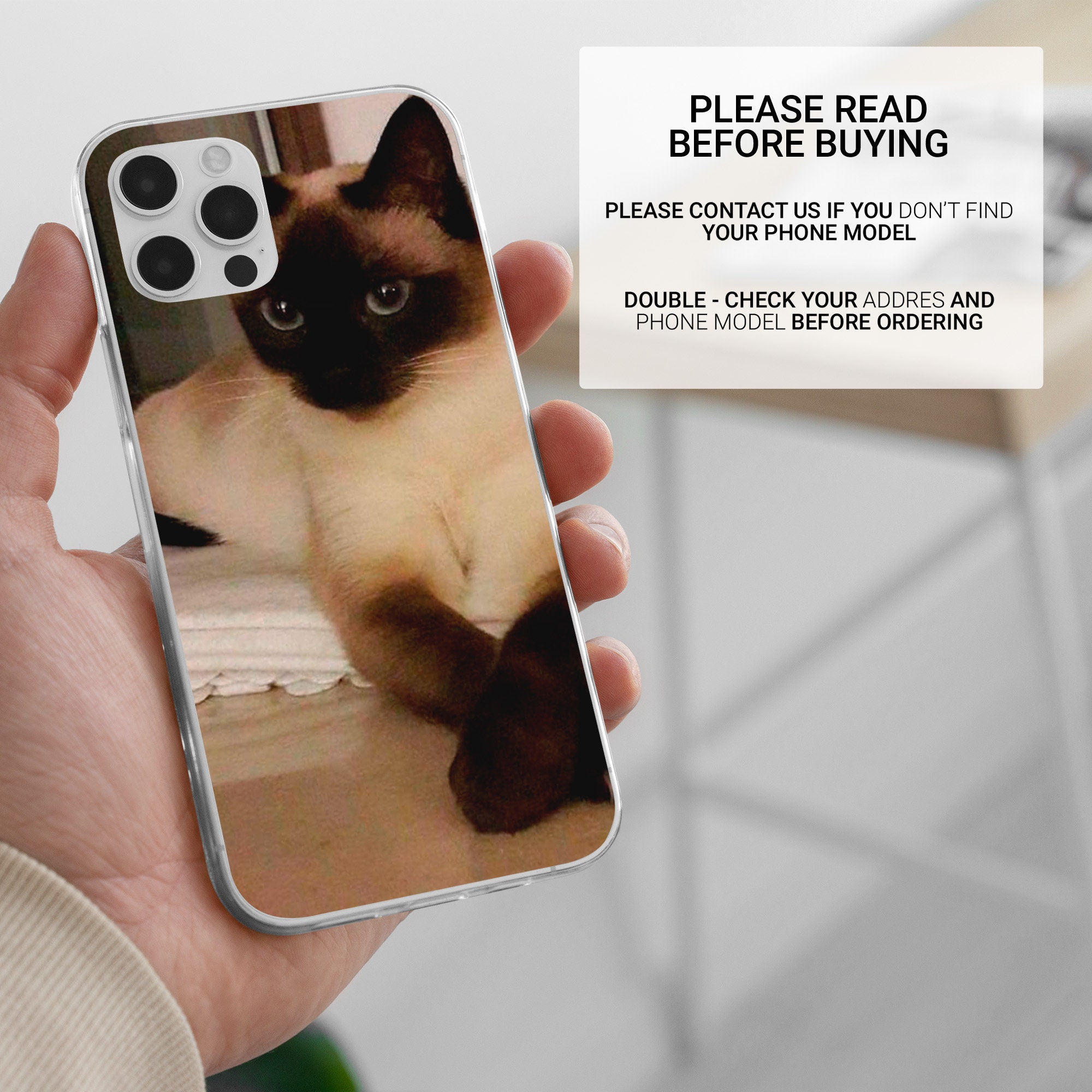 Siamese Cat Phone Cut Animal Cover for iPhone 15, 14, 13 12 11 Pro, XR ...