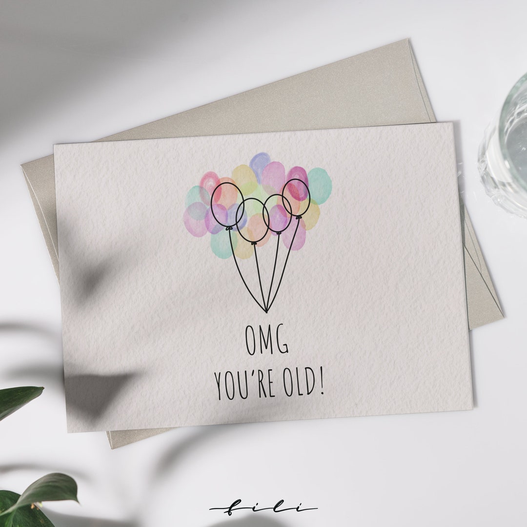 Birthday Card omg You're Old Folding Card or Postcard - Etsy