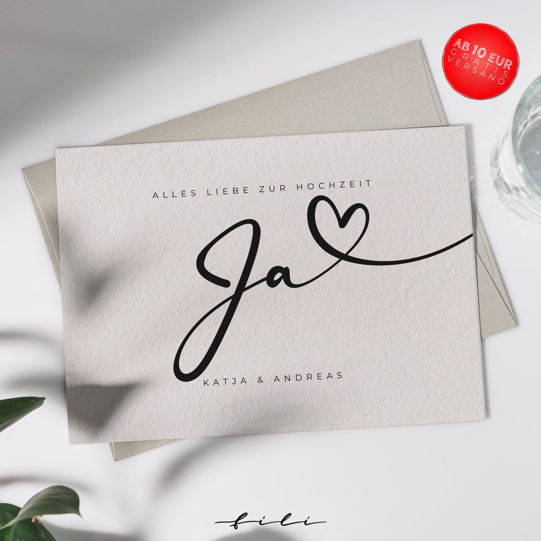 Wedding Card "yes" | Folded Card or Postcard - Etsy