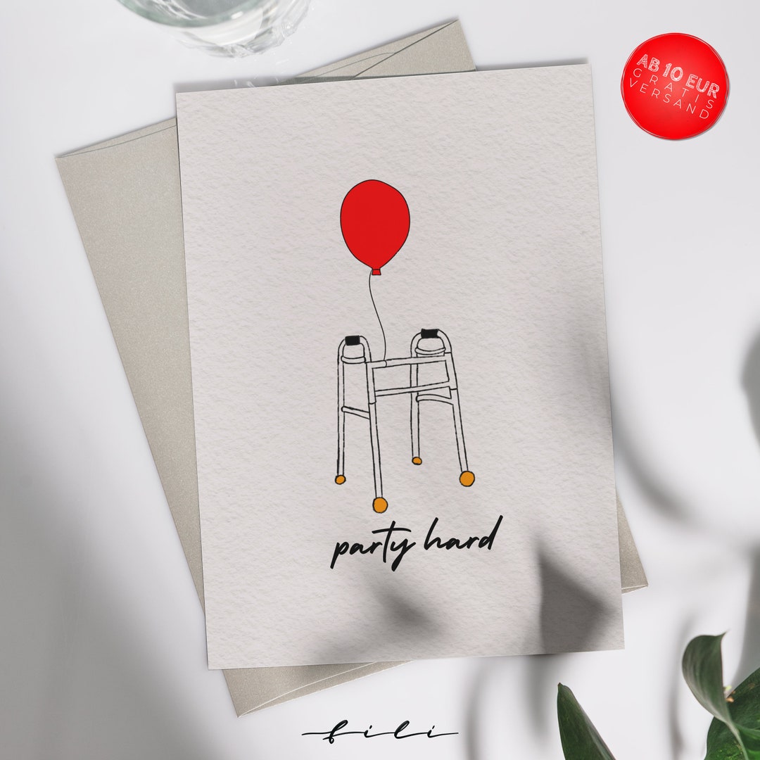 Geburtstagskarte "party hard" | Klappkarte oder Postkarte - Etsy.de