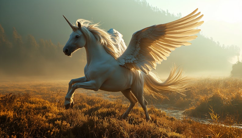 Twilight Flight of the Pegasus - Serene Coastal Art Print - Etsy