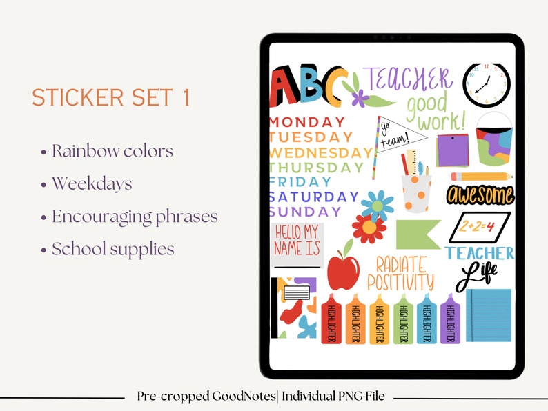 Precropped Goodnotes Stickers School Digital Stickers for Students and ...