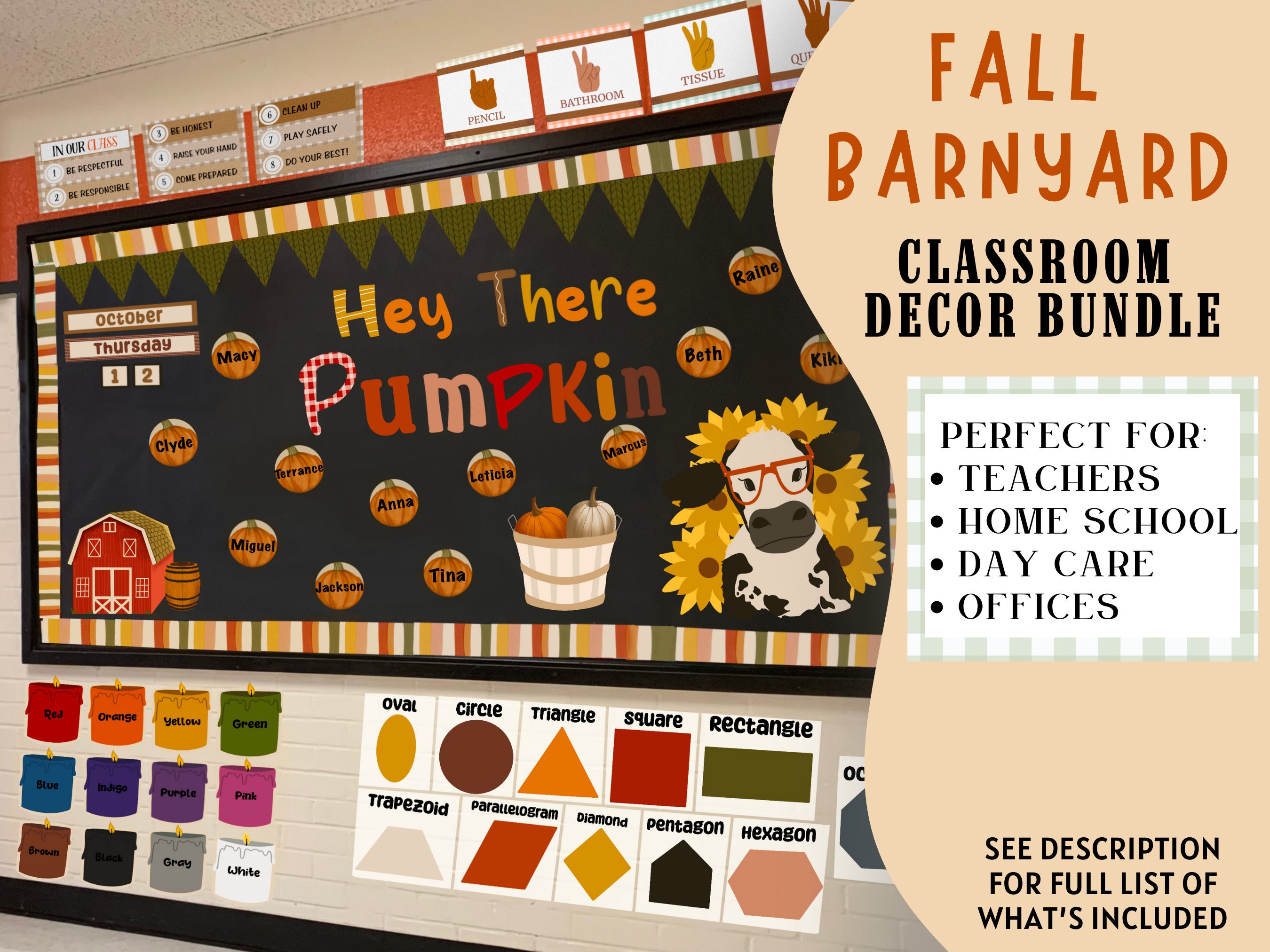 FALL BARNYARD RUSTIC Classroom Decor Bundle | Editable and Printable ...