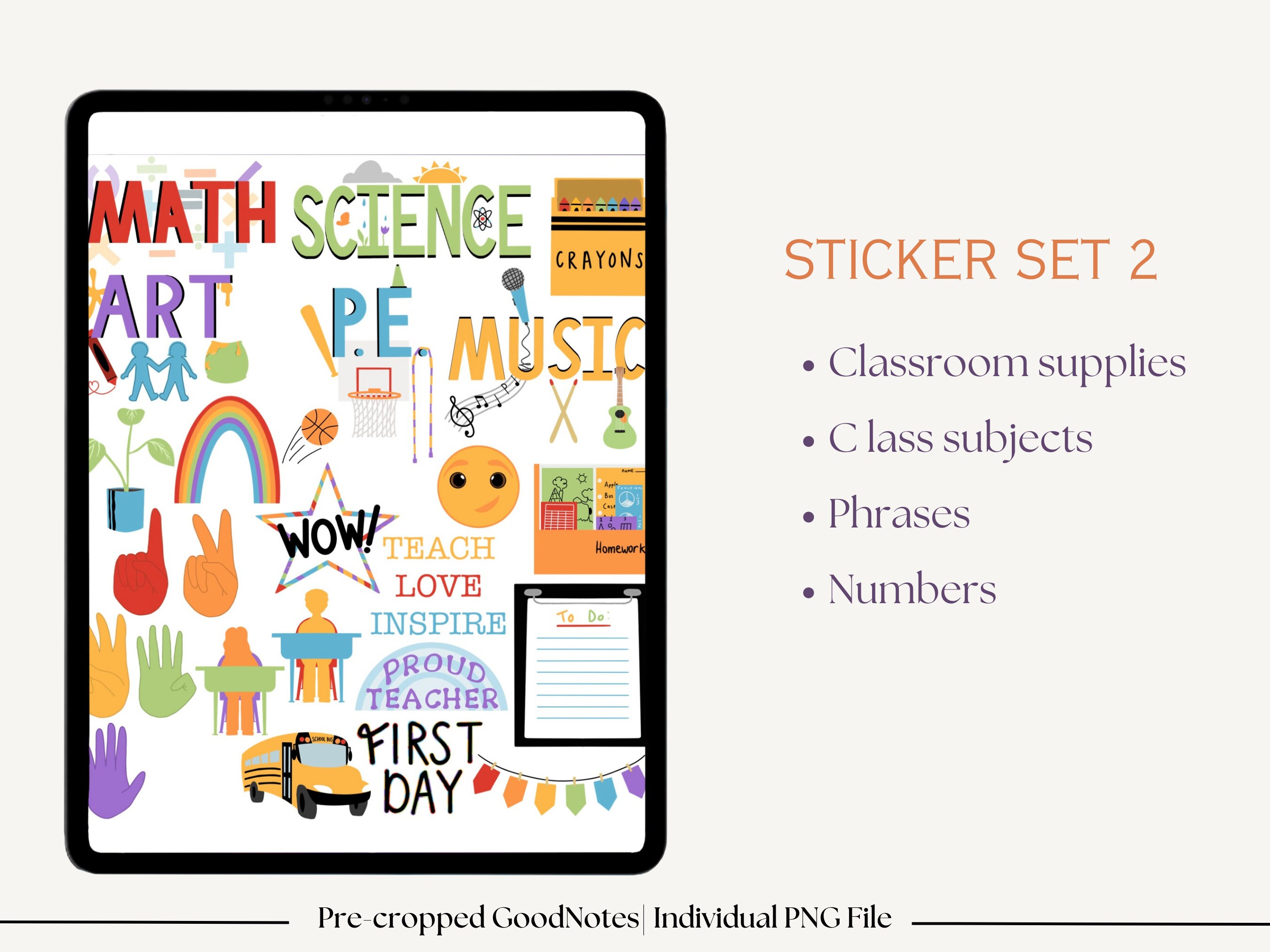 Precropped Goodnotes Stickers School Digital Stickers for Students and ...