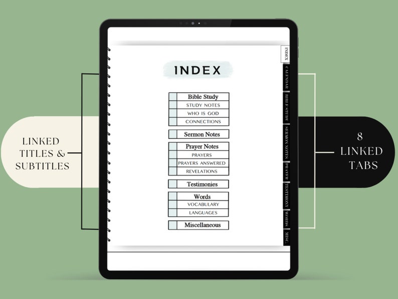 All Chapters Bible Study Digital Hyperlinked Notebook With Tabs ...