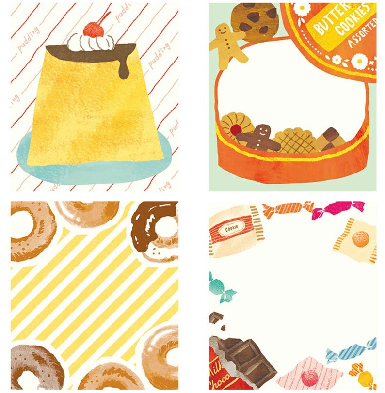 4 Designs 100 Sheet Memo Set, Furukawashiko Memo Note Pad | Sweet ...