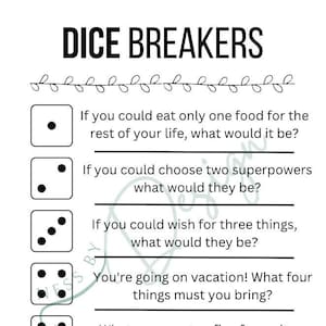 Fun Dice Icebreaker Activity - Customizable - Etsy Canada