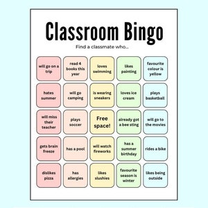 End-of-year School Bingo: Summer Break Edition Find a Classmate - Etsy