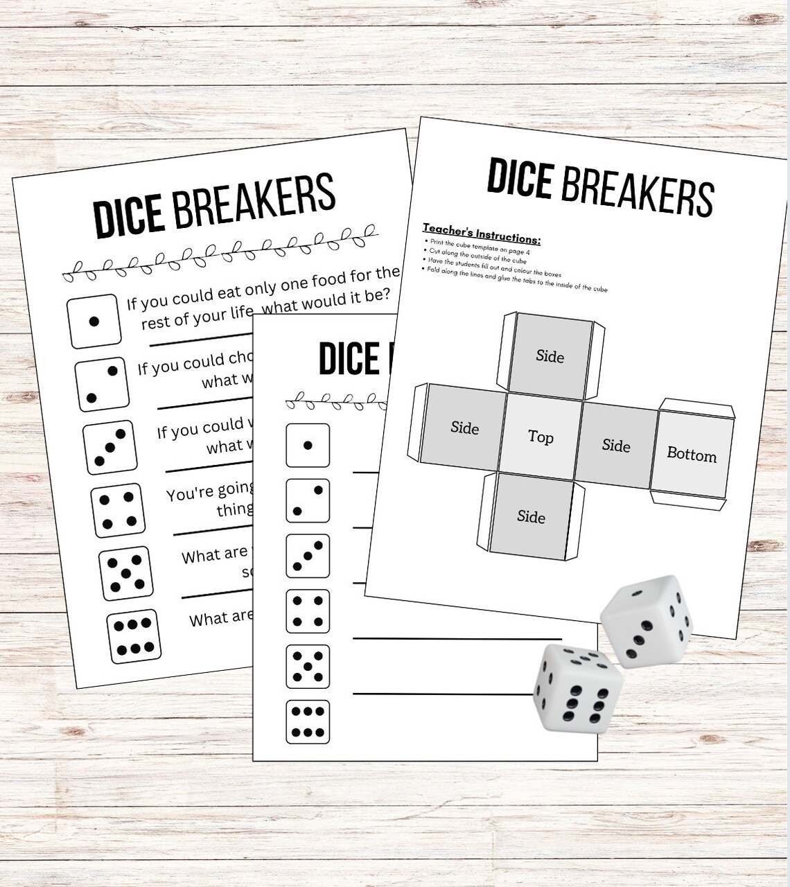 Fun Dice Icebreaker Activity - Customizable - Etsy