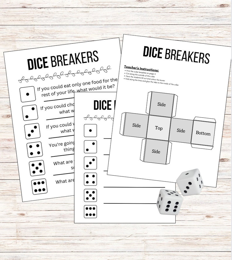 Fun Dice Icebreaker Activity - Customizable - Etsy