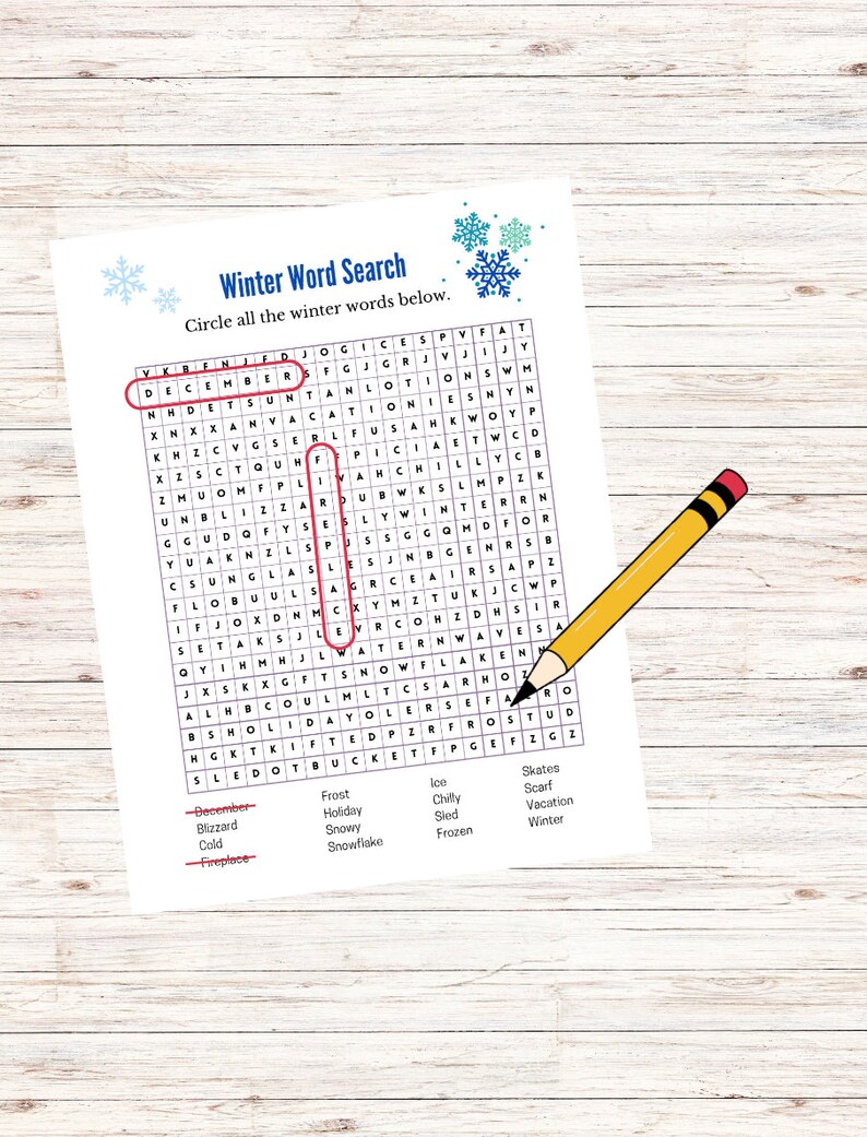 Winter Word Search Printout - Etsy