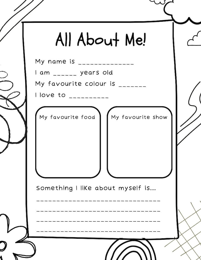 All About Me! Printable Activity Worksheet for Elementary - Etsy