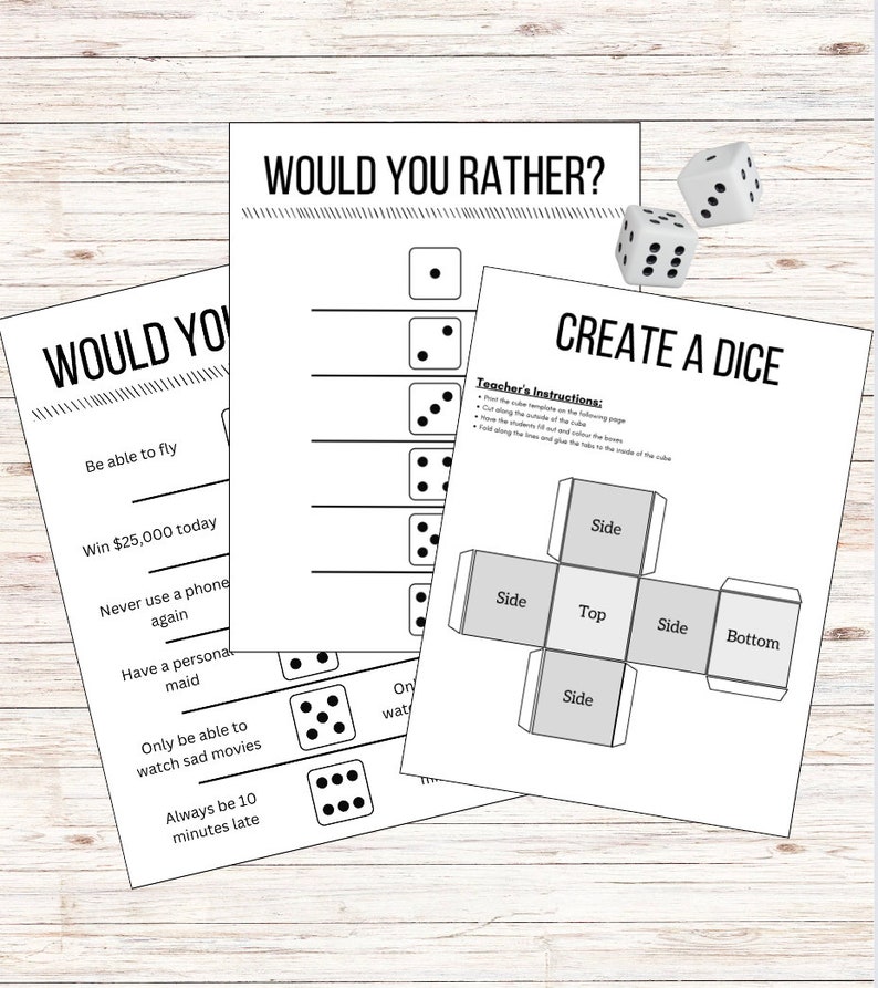 Would You Rather? Customizable Dice Icebreaker Game for School - Etsy ...