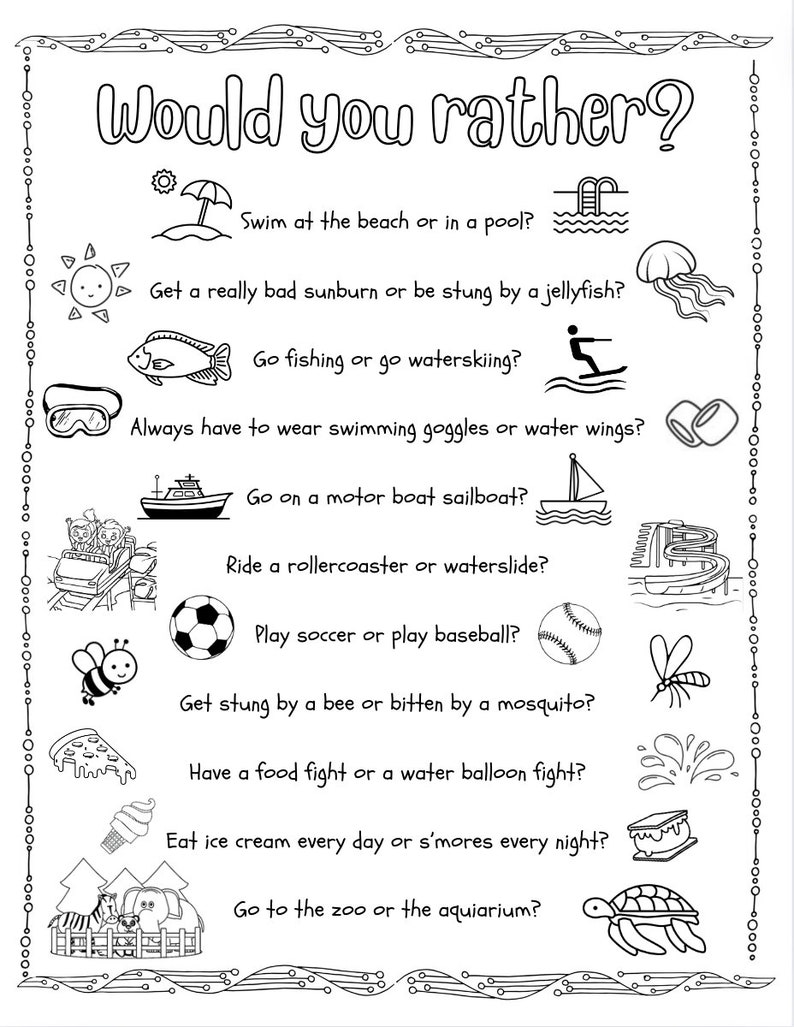 Would You Rather? Summer Break Colouring Pages for End of the School ...