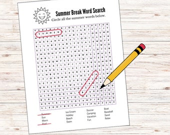 Summer Word Search, Printable Games, Digital Download, Word Games, Last ...