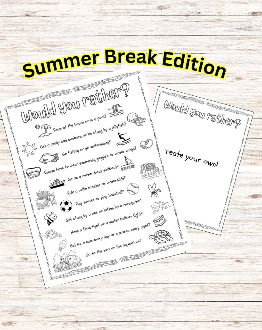 Would You Rather? Summer Break Colouring Pages for End of the School ...