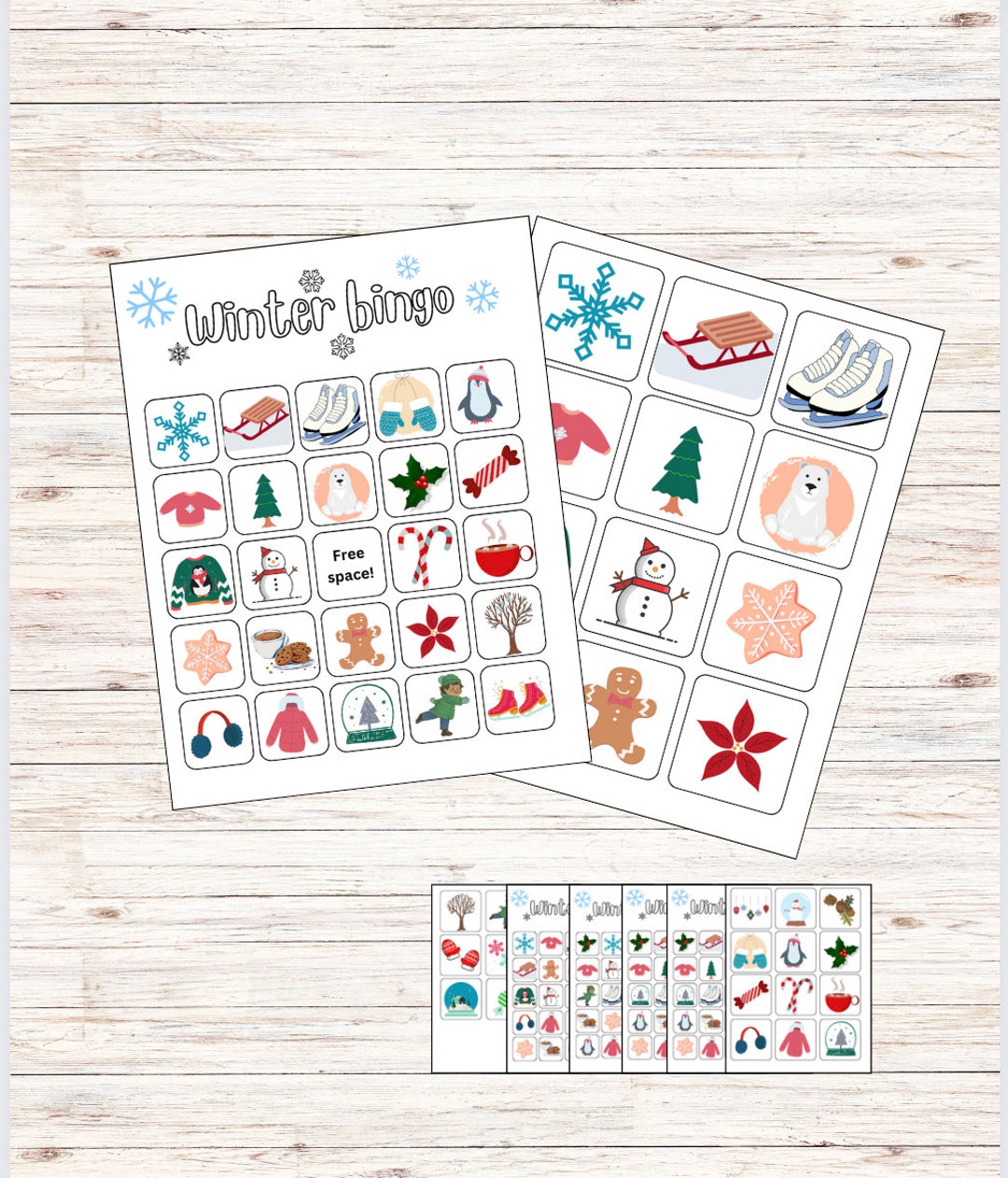 Winter Bingo Activity Printout Holiday Fun With Festive Images for ...