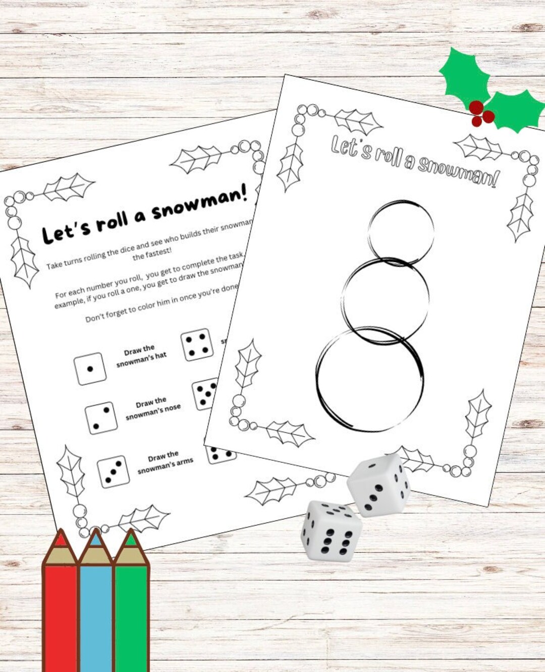 Let's Roll a Snowman! Classroom Snowman Dice, Drawing and Holiday ...