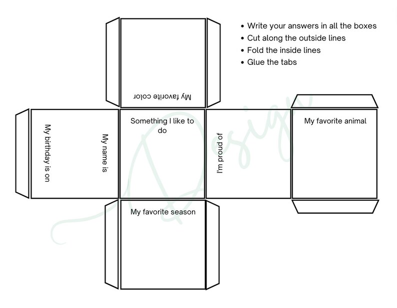 All About Me Cube Primary Resource Activity - Etsy