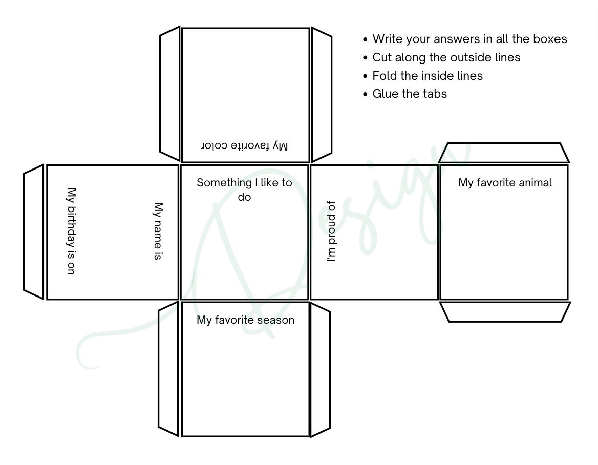 All About Me Cube Primary Resource Activity - Etsy