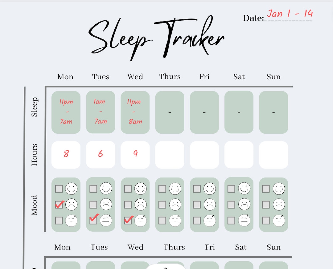 Printable Sleep and Mood Tracker - Etsy