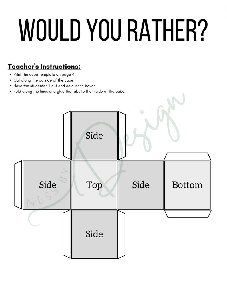 Would You Rather? Customizable Dice Icebreaker Game for School - Etsy ...