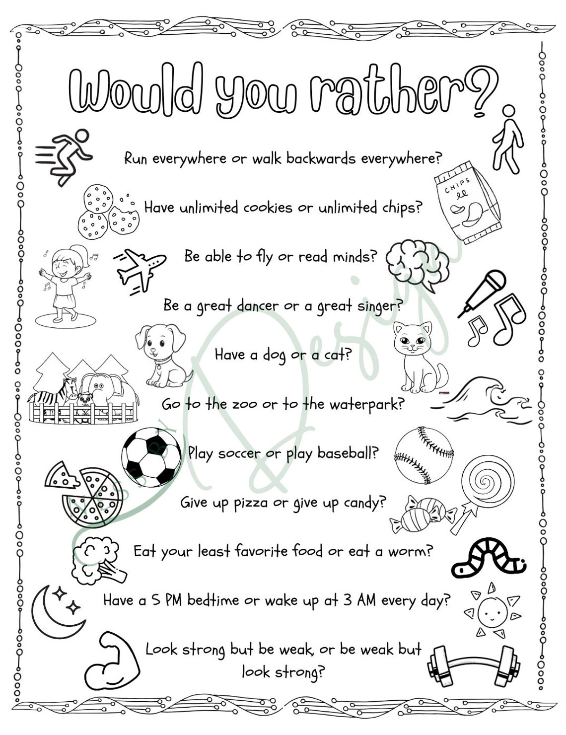 Would You Rather? Coloring Page for Kids and Back to School - Etsy Canada