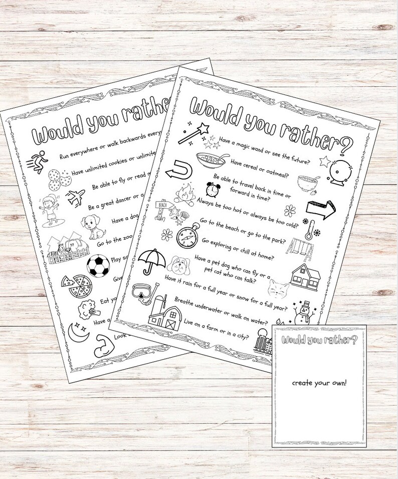 Would You Rather? Coloring Page for Kids and Back to School - Etsy Canada