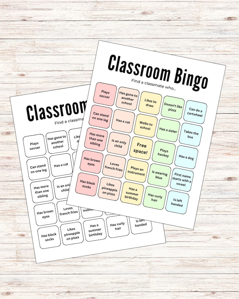 First Day of School Activity - Classroom Bingo Printout - Etsy