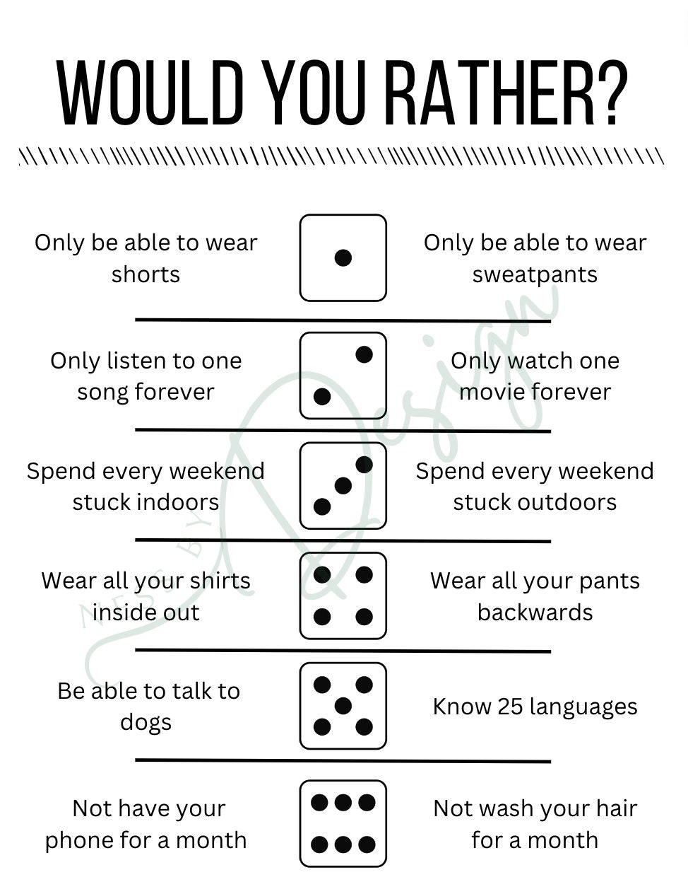 Would You Rather? Customizable Dice Icebreaker Game for School - Etsy ...