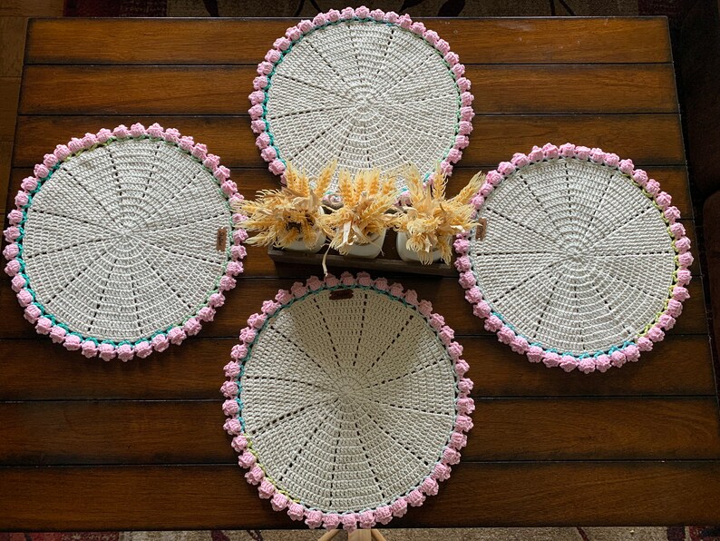 Ecru Crochet Placemat, Dinner Plate Mat Set, Kitchen Decoration ...