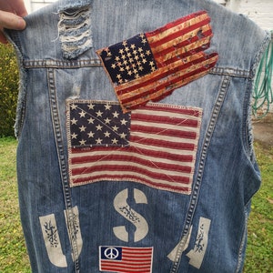 American Flag Vest With Mermaid and Chopper Motorcycle - Etsy