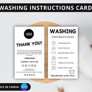 Washing Instructions Card Washing Care Card Printable Tshirt - Etsy